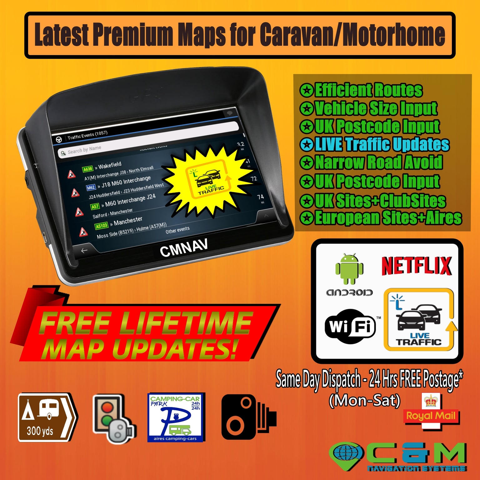 7-inch Motorhome/Caravan Sat Navs with Live Traffic — C & M Navigation ...